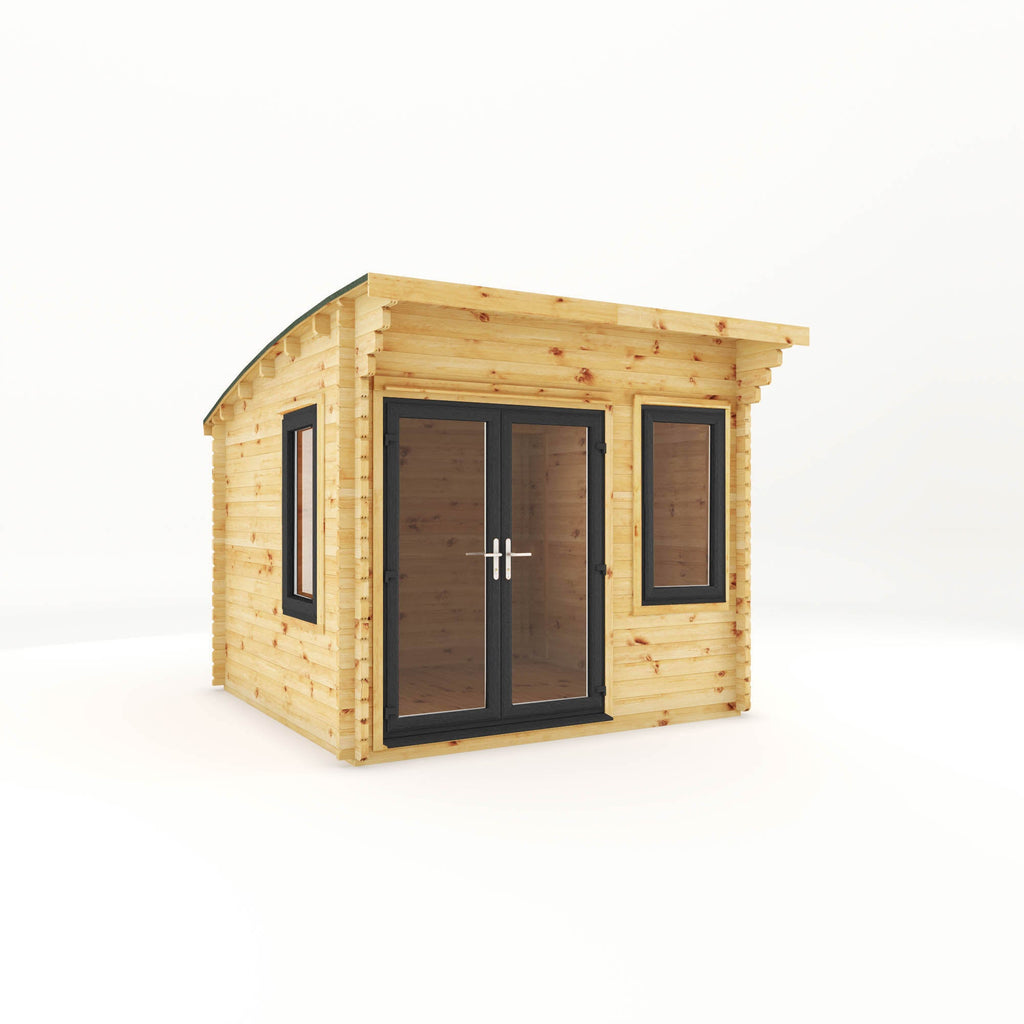 Home 3m x 3m Curved Roof Log Cabin - 44mm (UPVC Windows & Door) - Grey