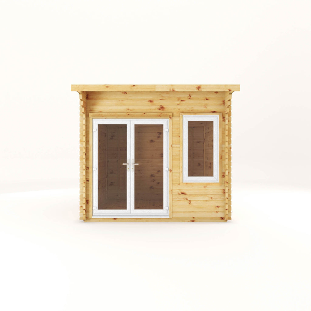 Home 3m x 3m Curved Roof Log Cabin - 44mm (UPVC Windows & Door) - White