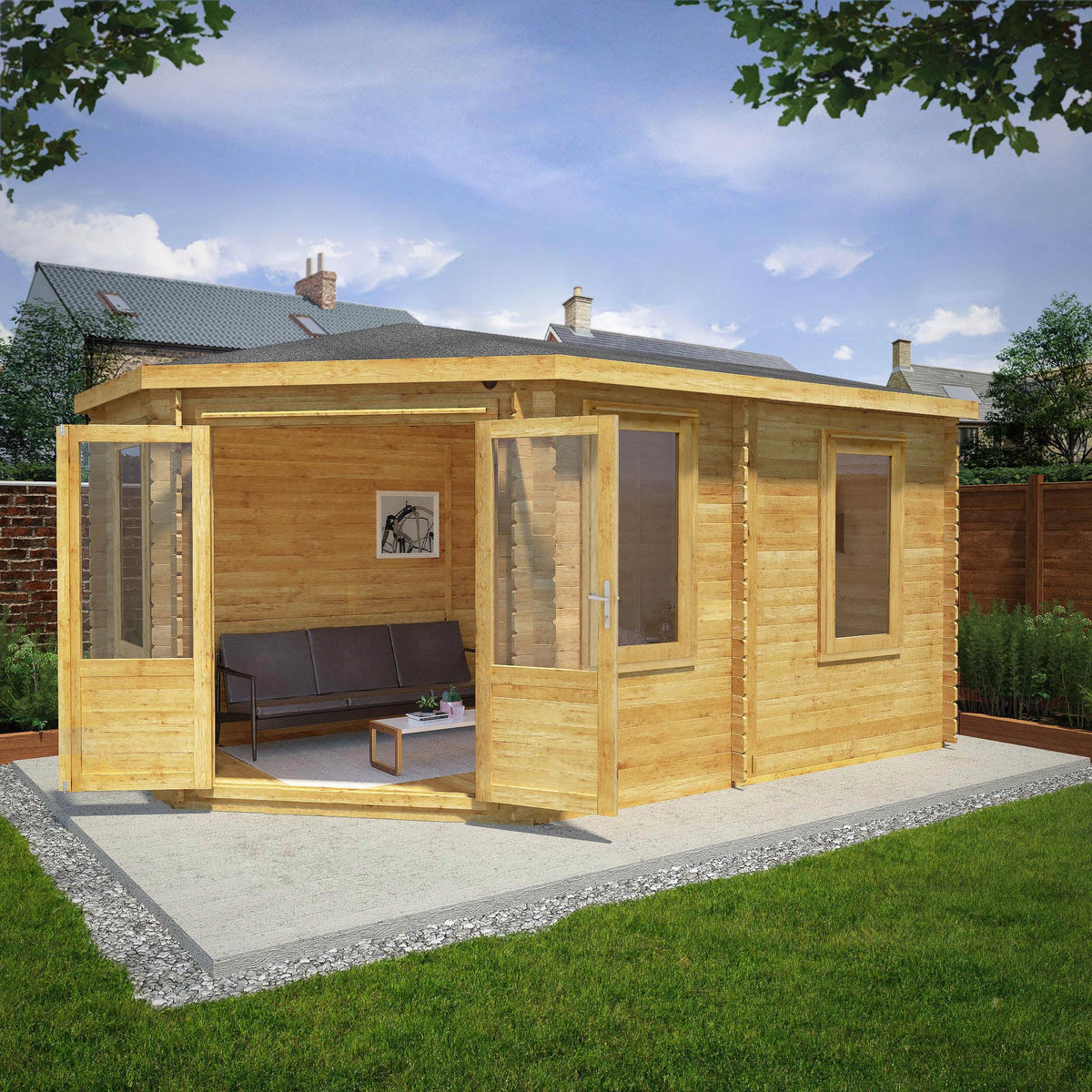 5m x 3m Corner Lodge Log Cabin - 34mm – Rogey