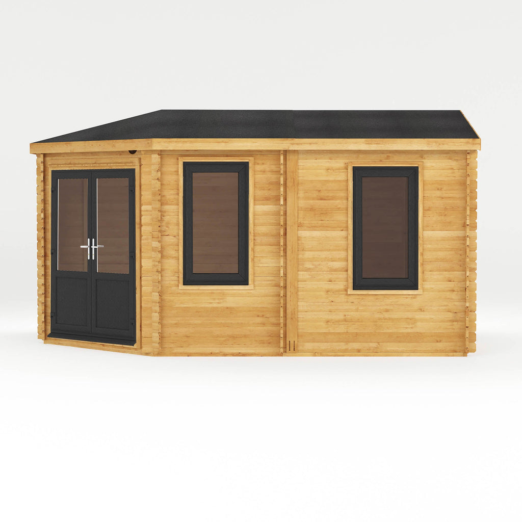 Home 5m x 3m Corner Lodge Log Cabin - 44mm (UPVC Windows & Door) - Grey
