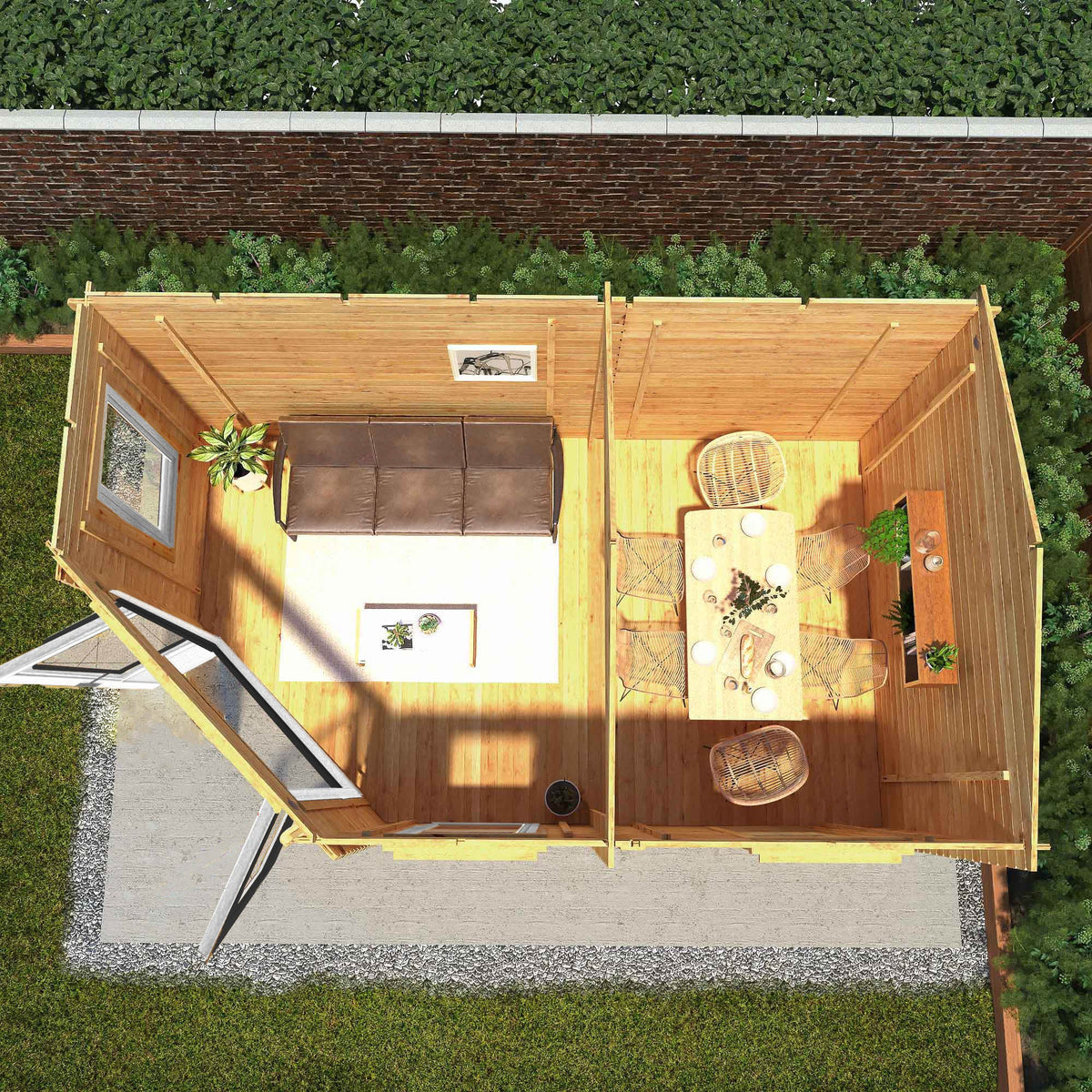 5m x 3m Corner Lodge Log Cabin - 44mm (UPVC Windows & Door) - Grey – Rogey