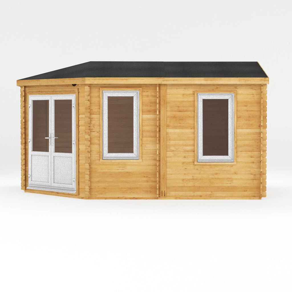 Home 5m x 3m Corner Lodge Log Cabin - 44mm (UPVC Windows & Door) - White