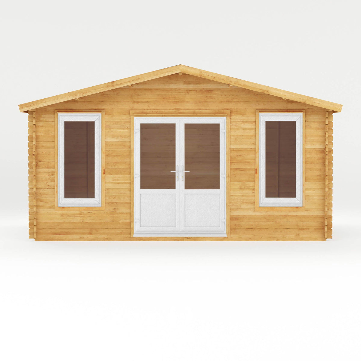 5m x 3m Retreat Log Cabin - 44mm (UPVC Windows & Door) - White – Rogey